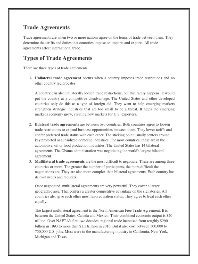 Trade Agreements | PDF | Andean Community | Asia Pacific Economic ...