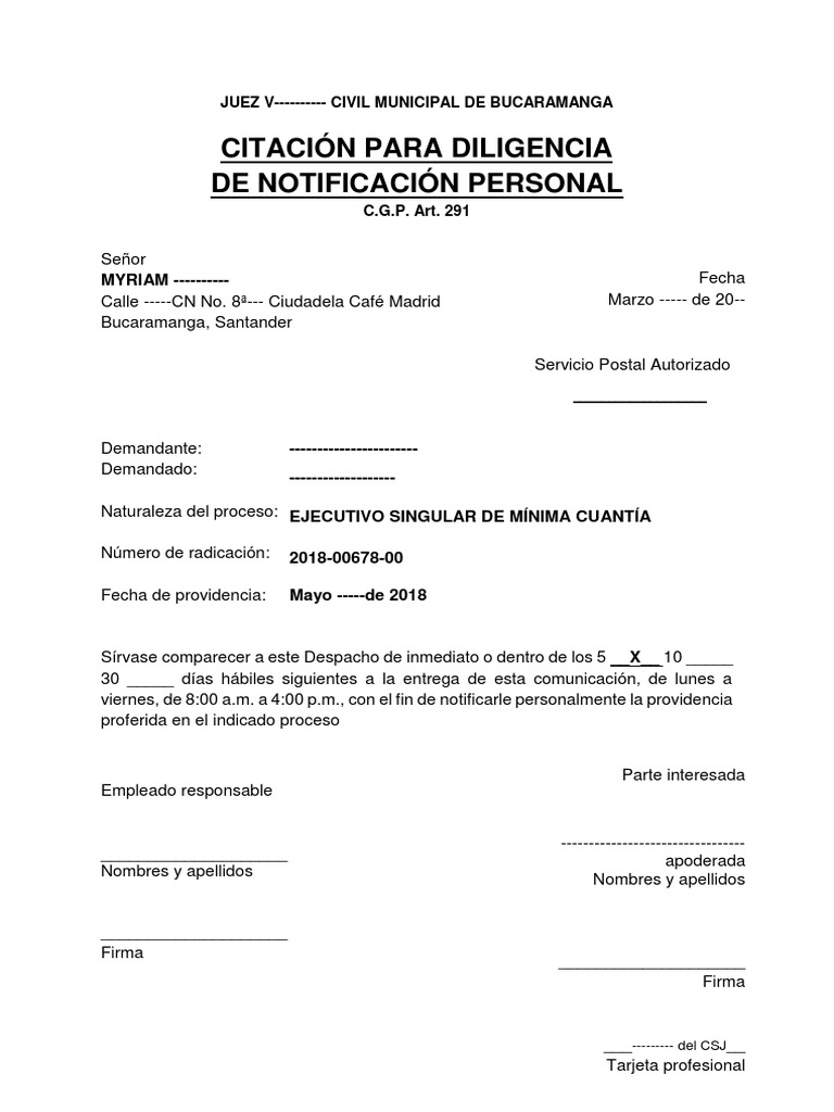 Notificacion Personal | PDF