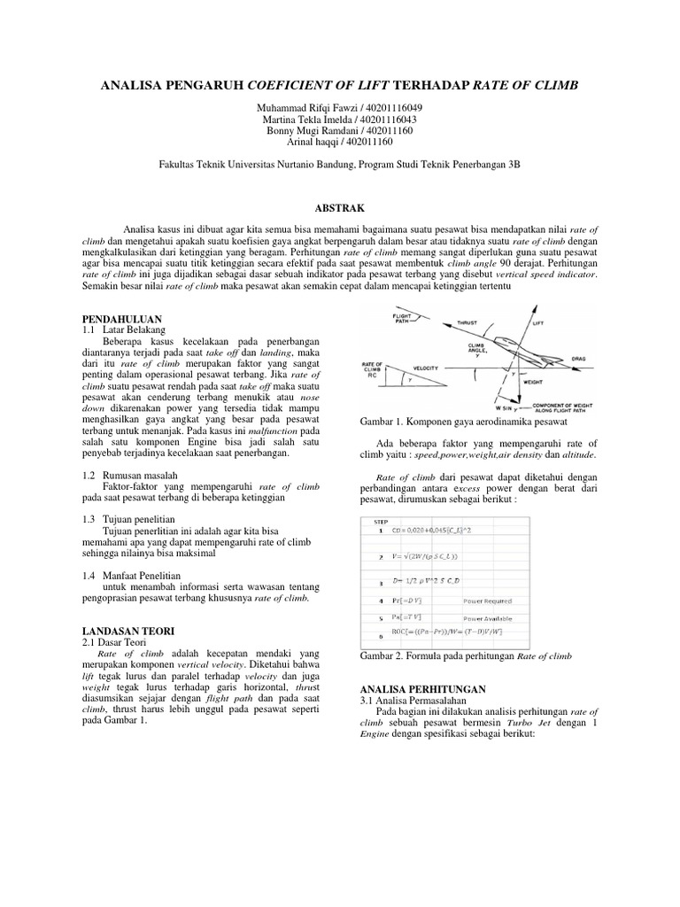Analisa Rate of Climb | PDF