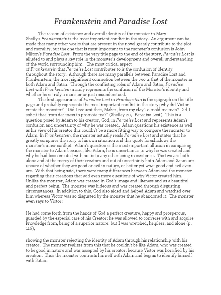 Frankenstein | PDF | Frankenstein | Paradise Lost