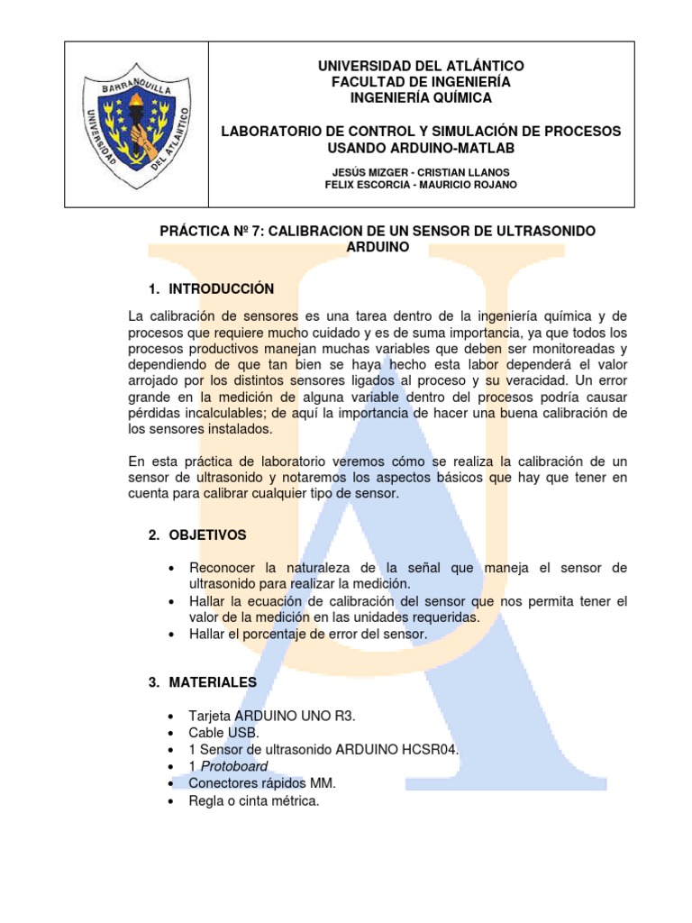 Calibracion de Un Sensor de Ultrasonido Arduino | PDF | Medición | Sensor