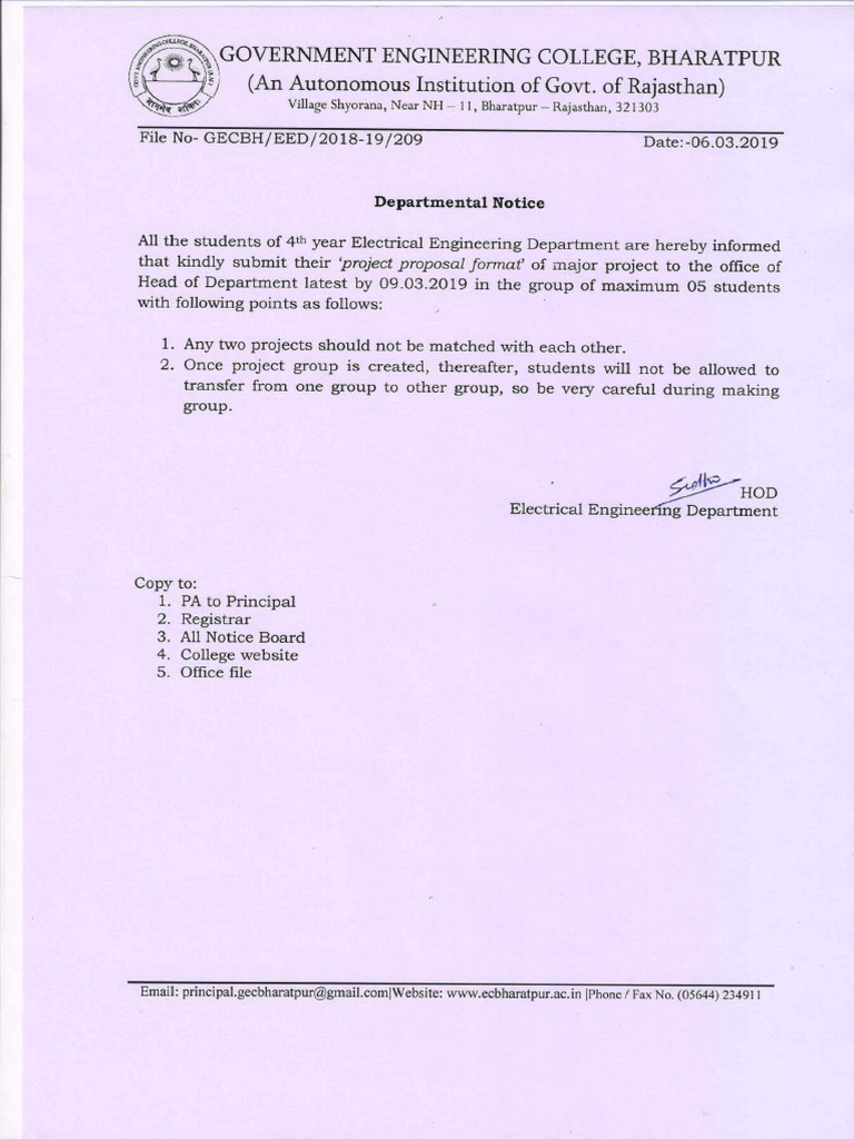 Notice For Project Submission-190 | PDF