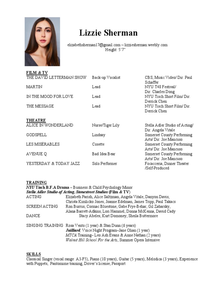 Performance Resume W Picture 1 2 | PDF | Mass Media | Vocal Music