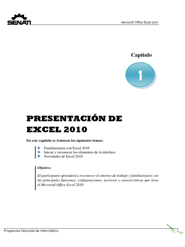 SENATI Excel Capitulo 1 PDF | PDF | Microsoft Excel | Microsoft