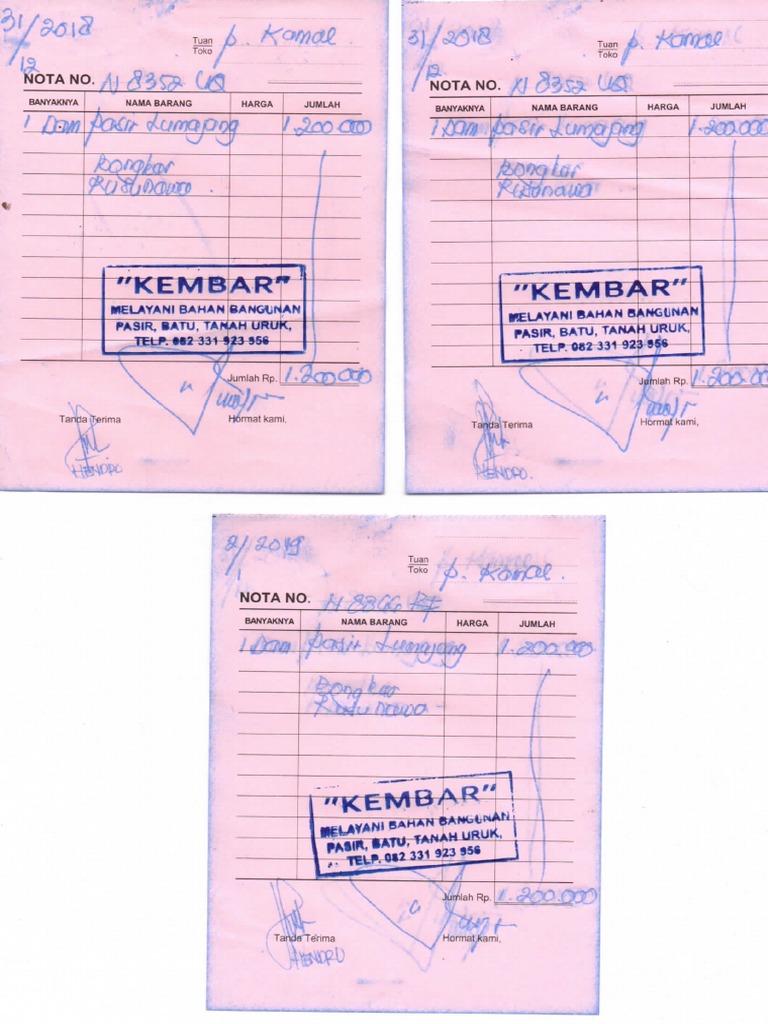 Nota Pasir+Tanah Urug Taman 2-1-2019 | PDF