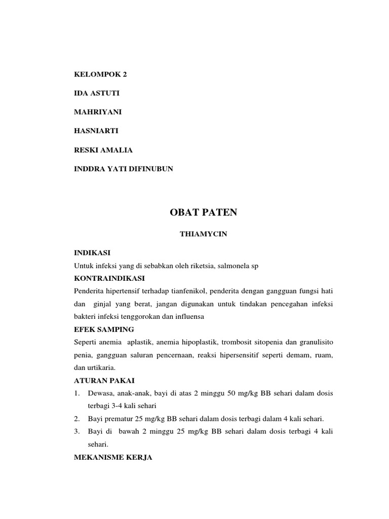 Obat Paten: Indikasi, Kontraindikasi, dan Dosis | PDF | Pengembangan Diri