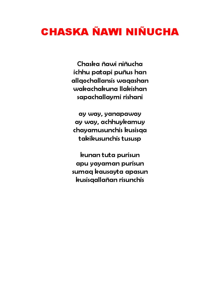 Chaska Ñawi Niñucha | PDF