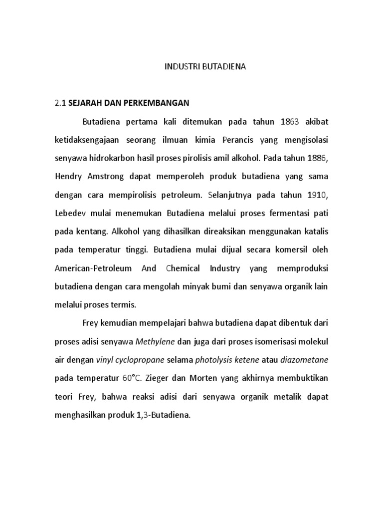 Sejarah dan Proses Butadiena | PDF