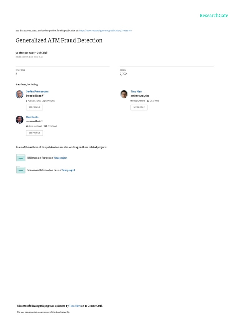 Generalized ATM Fraud Detection: July 2015 | PDF | Automated Teller ...