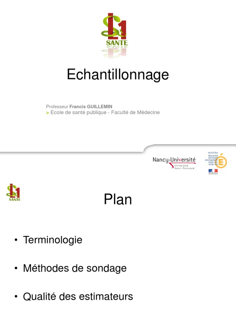 Echantillonage | PDF | Échantillonnage (Statistiques) | Estimateur ...