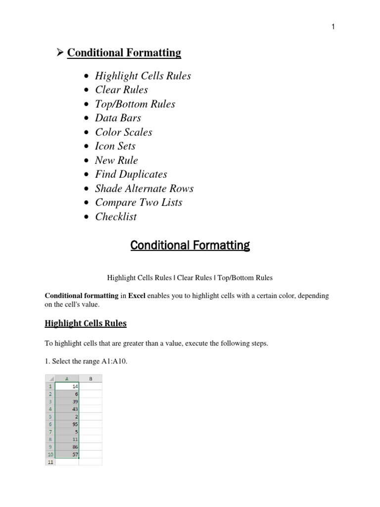 Conditional Formatting | PDF | Formula | Microsoft Excel