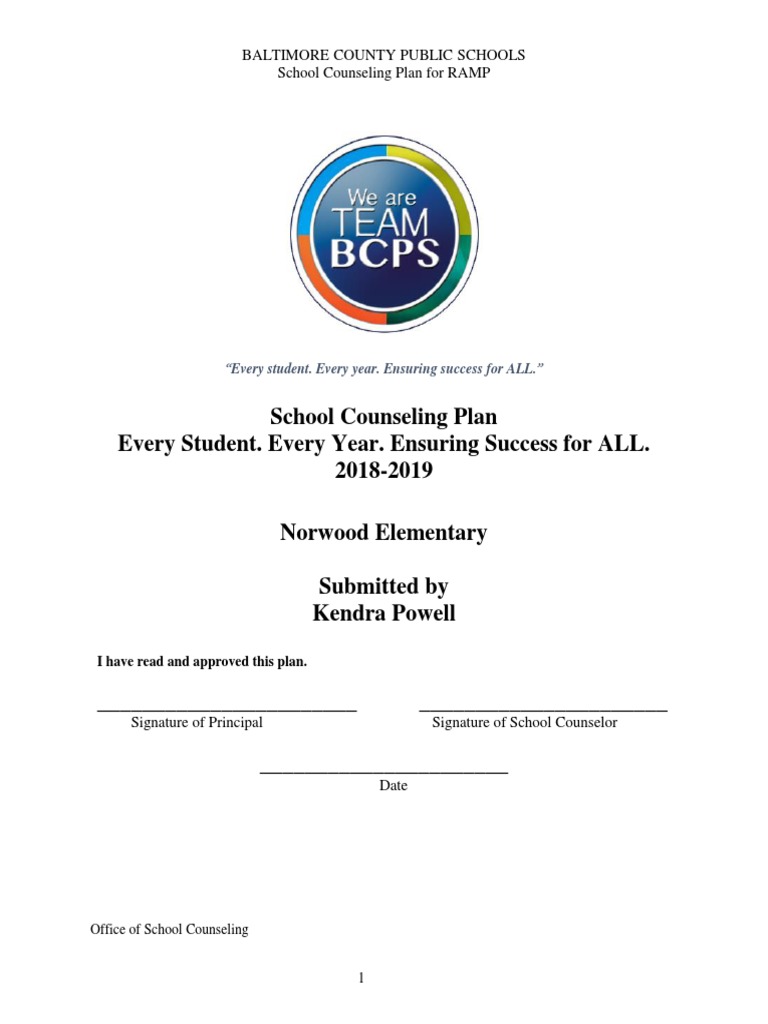 School Counseling Program Plan 2018-2019 | PDF | School Counselor ...