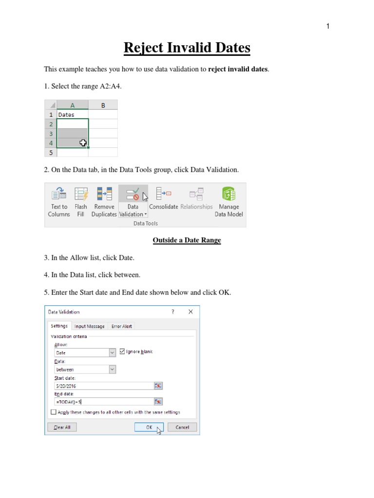 Data Validation Examples | PDF | Microsoft Excel | Workweek And Weekend