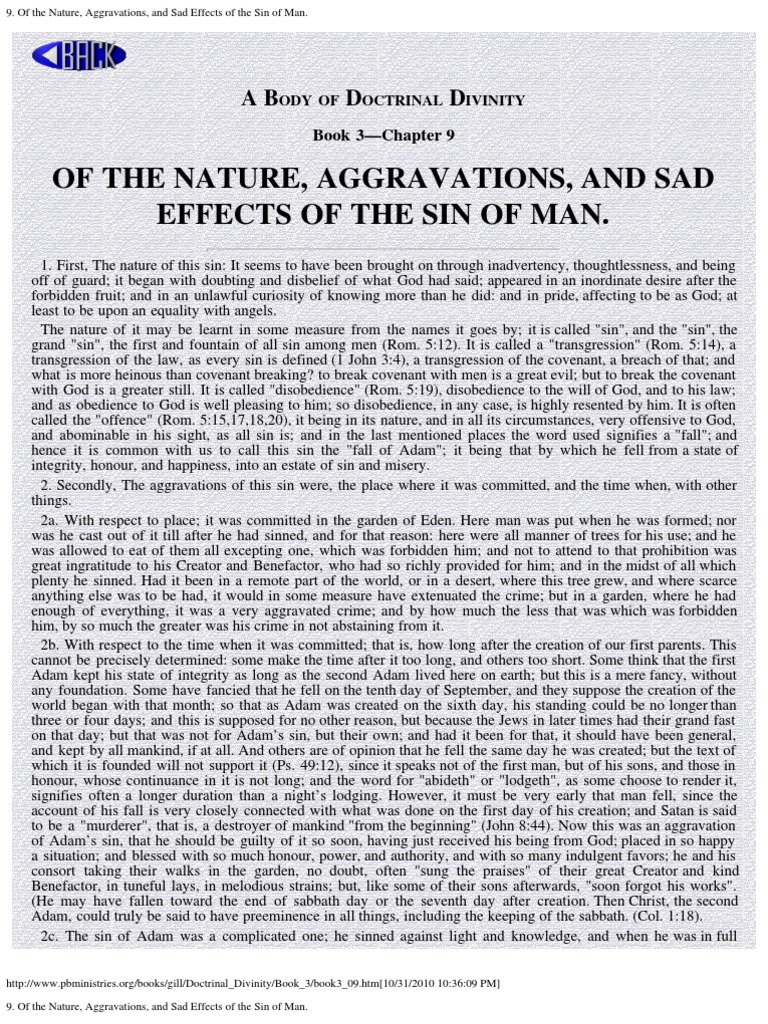 of The Nature, Aggravations, and Sad Effects of The Sin of Man. | PDF ...