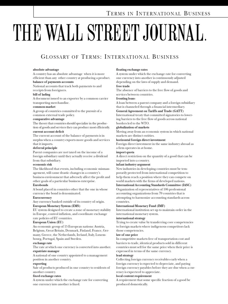 Glossary | PDF | Exchange Rate | Balance Of Payments