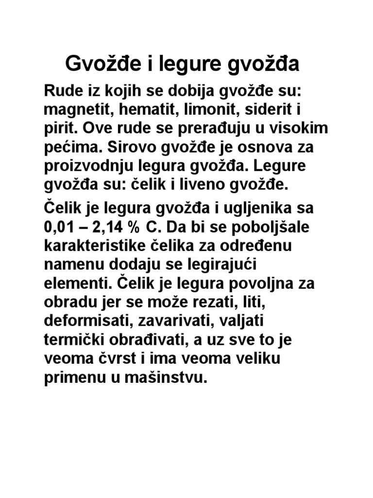 Gvožđe I Legure Gvožđa | PDF