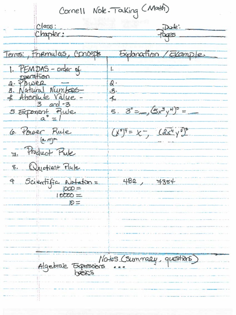 Note-Taking Tips For Math | PDF
