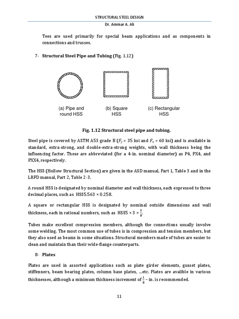 (A) Pipe and Round HSS (B) Square HSS (C) Rectangular HSS | PDF ...
