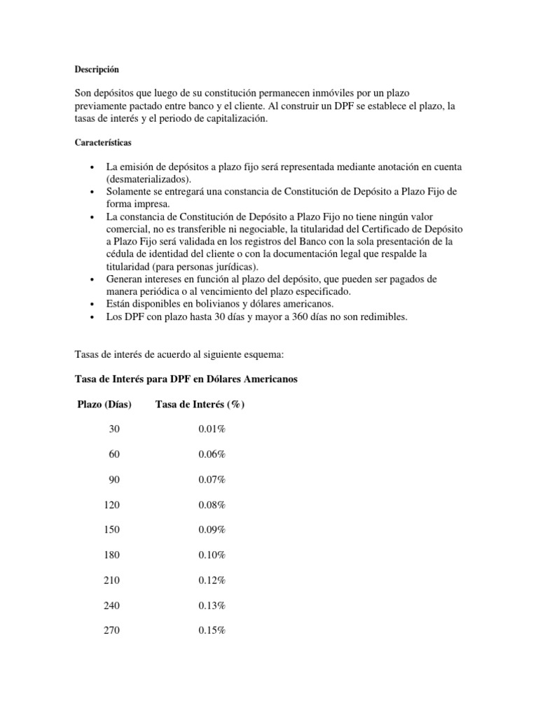 DPF BNB | PDF | Bancos | Servicios financieros