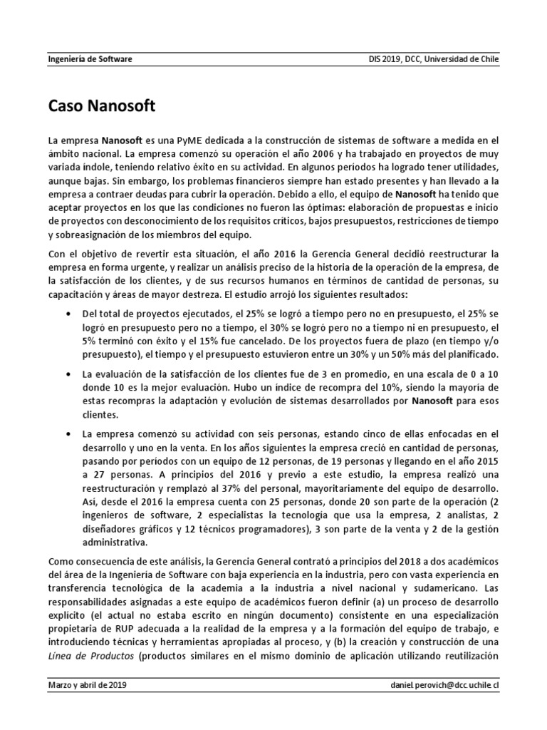 Caso Nanosoft | PDF | Ingeniería de software | Software