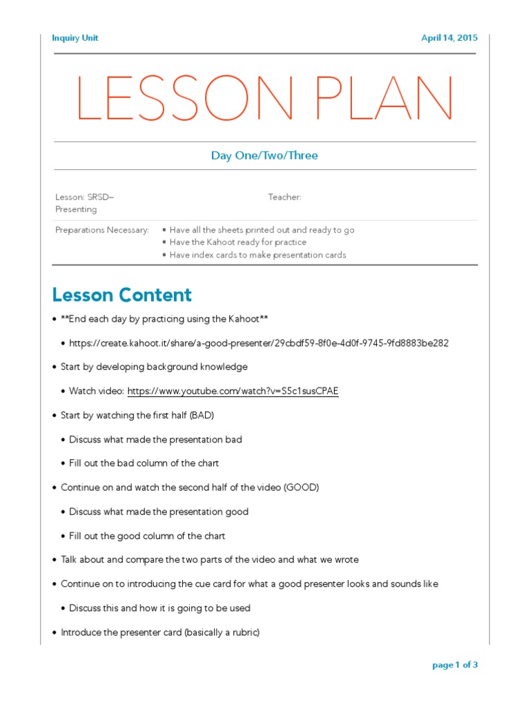 SRSD Lesson Plan | Download Free PDF | Lesson Plan | Pedagogy