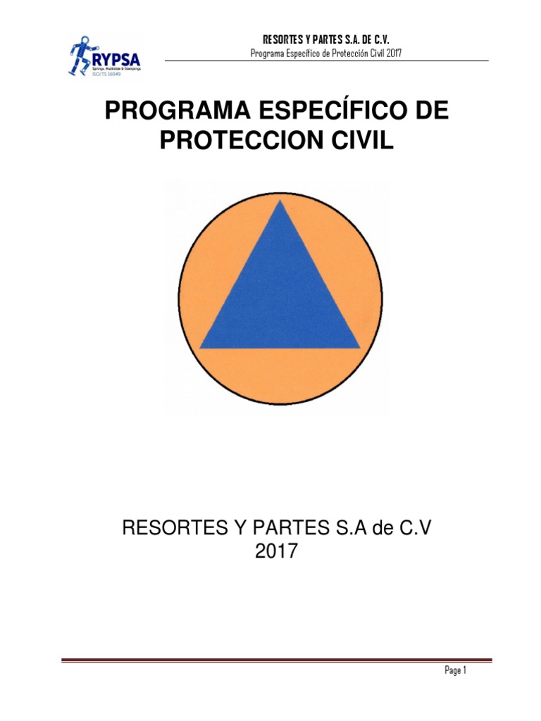 Plan Proteccion Civil Rypsa 2017 | PDF | Defensa Civil | Riesgo