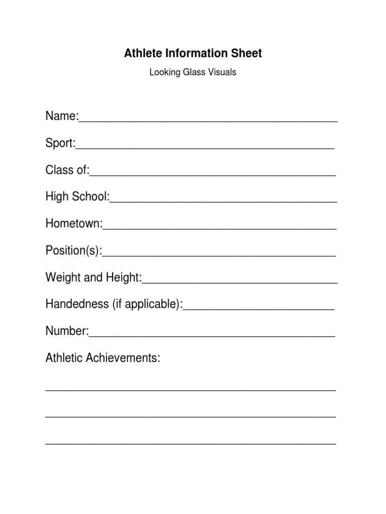 Athlete Information Sheet | PDF