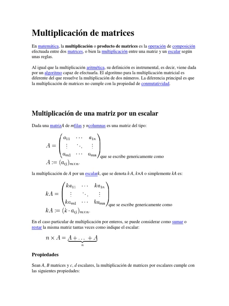 Hoja De Trabajo De Matrices De Multiplicación Hojas De Trabajo De