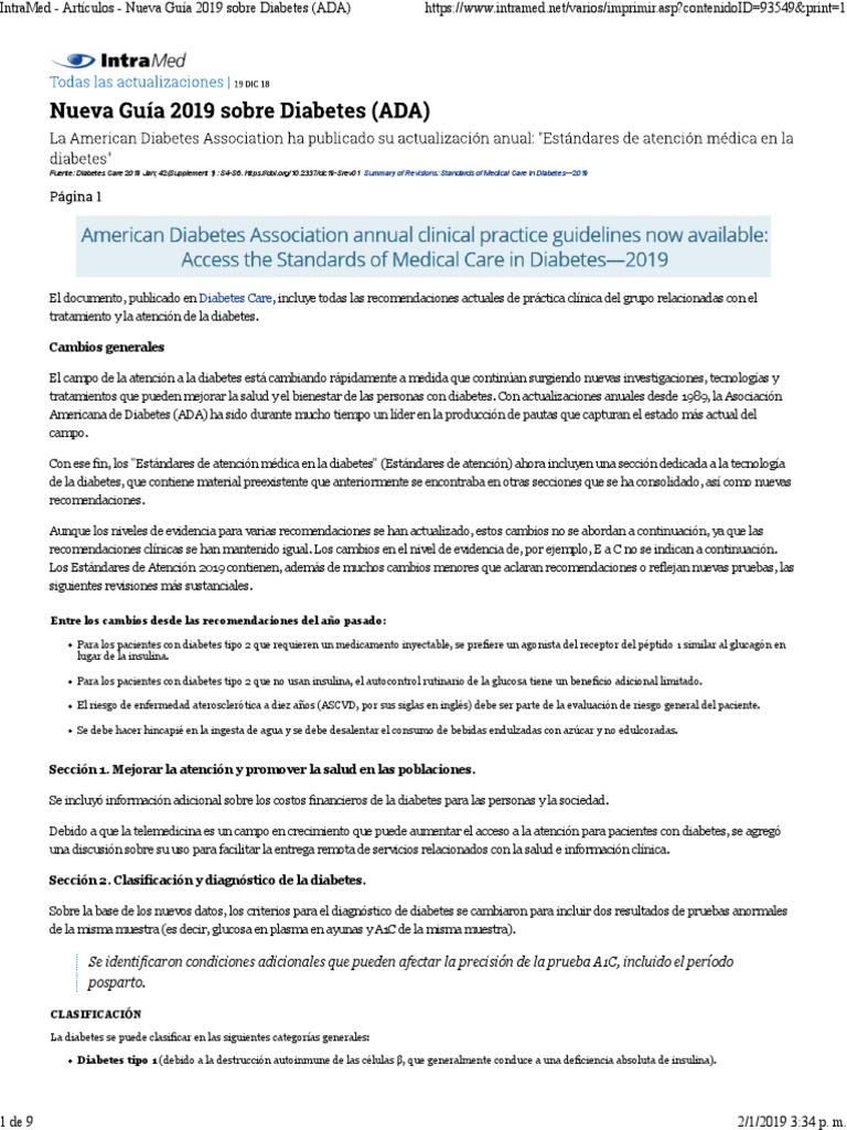 Guia ADA 2019. Diabetes | PDF | Diabetes mellitus | Diabetes mellitus ...
