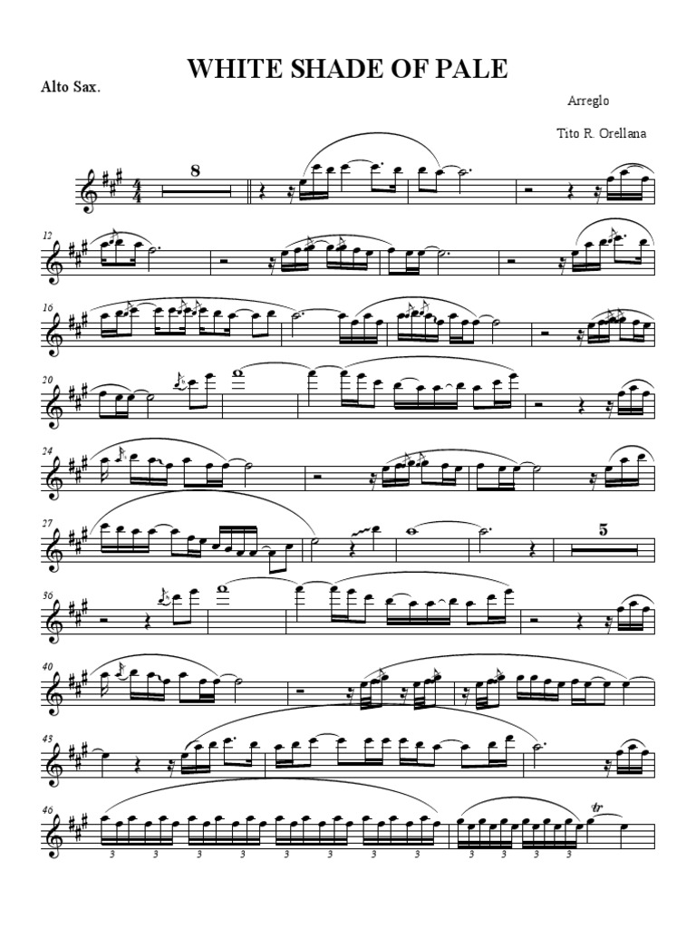 White Shade of Pale Alto Sax Alto Sax PDF | PDF | Calligraphie latin ...