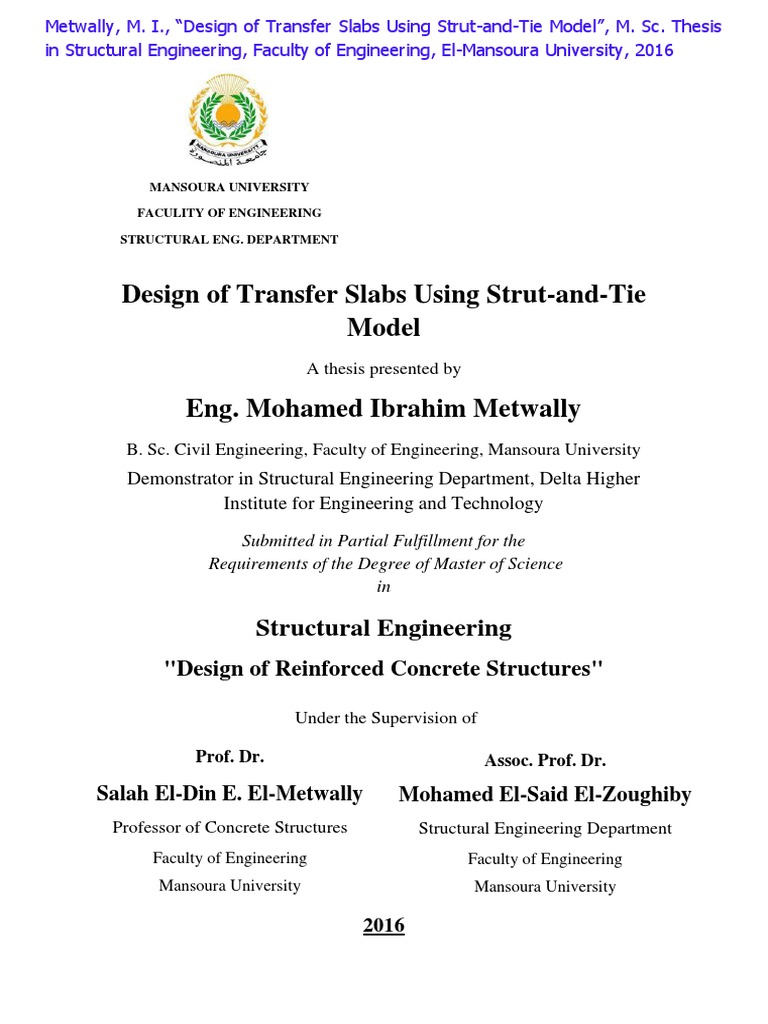 Design of Transfer Slabs Using Strut and Tie Model PDF | PDF | Bending ...