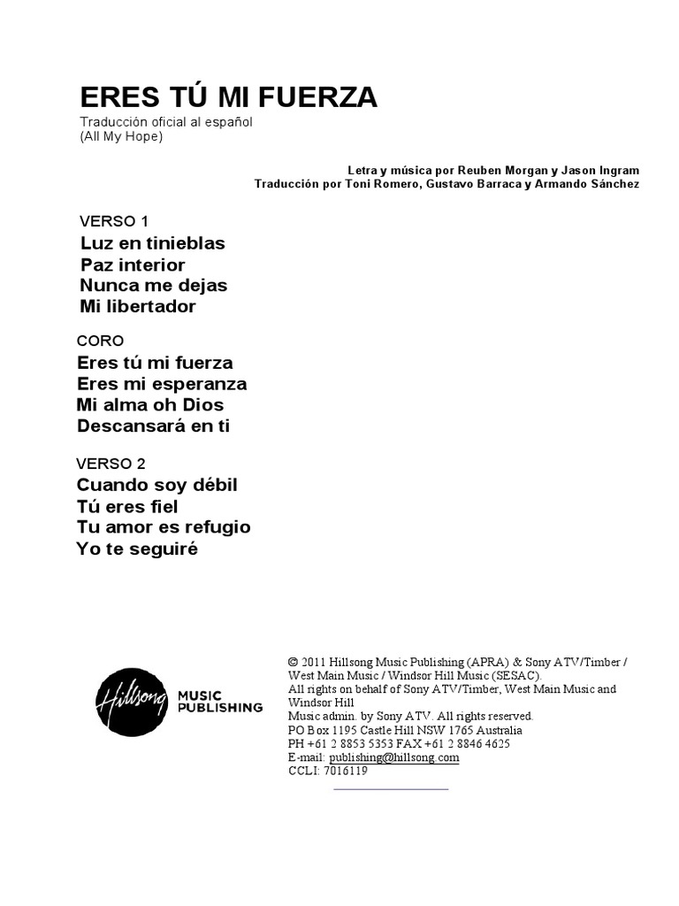 All My Hope - Spanish PDF | PDF | Entretenimiento (general)