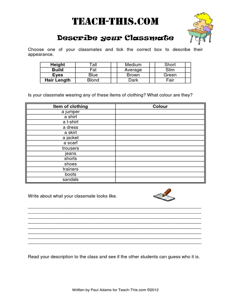 Describe Your Classmate PDF | PDF | Career & Growth | Lifestyle