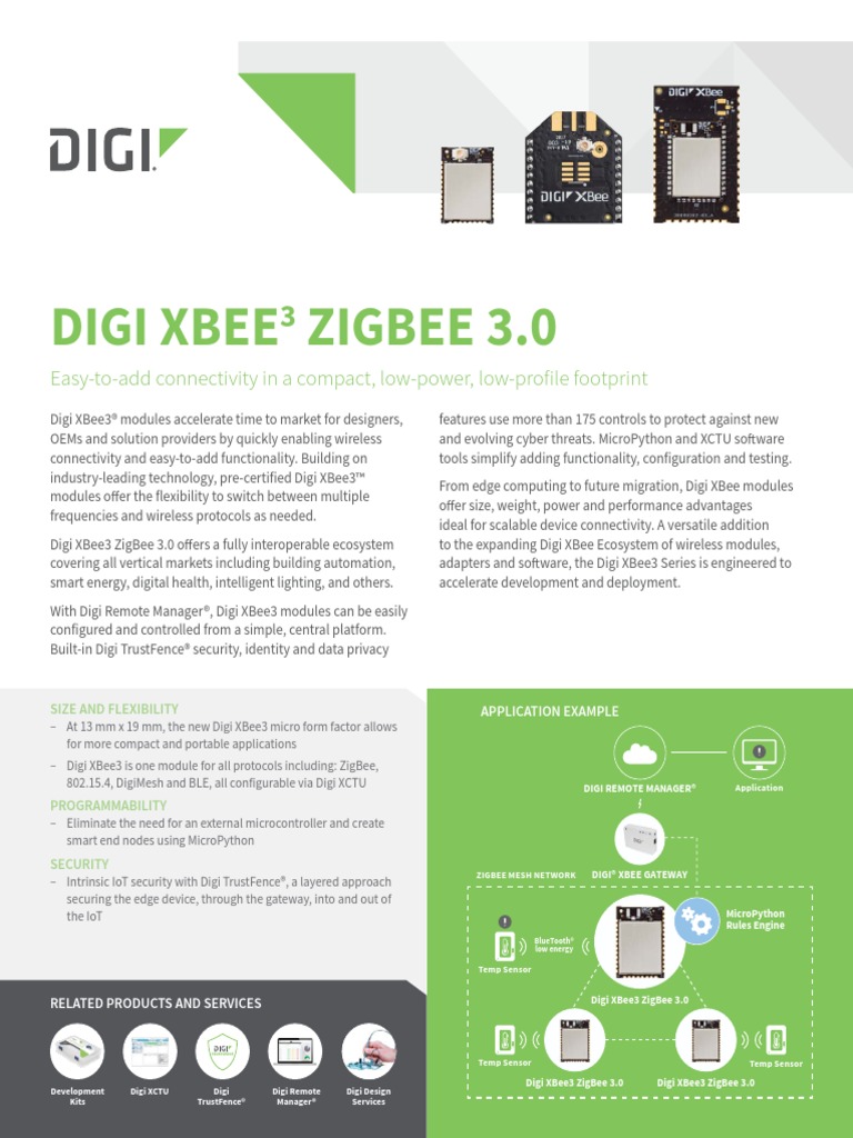 Ds - Xbee 3 Zigbee 3 | PDF | Gateway (Telecommunications) | Computer ...