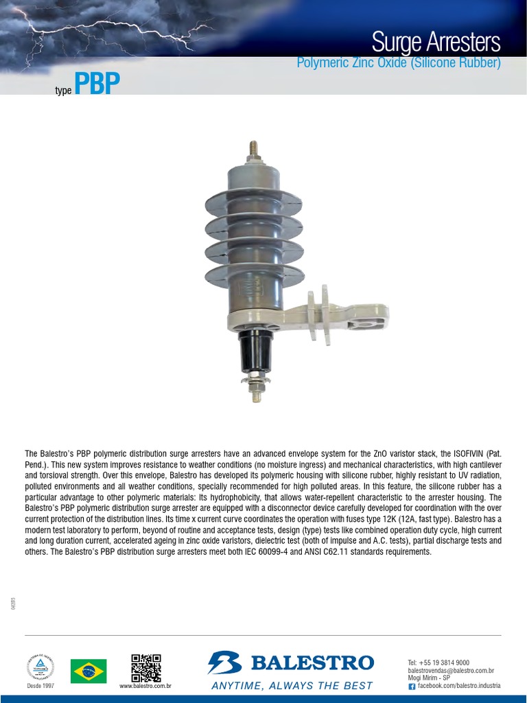 Pararrayos Tipo Balestro | PDF | Zinc Oxide | Silicone
