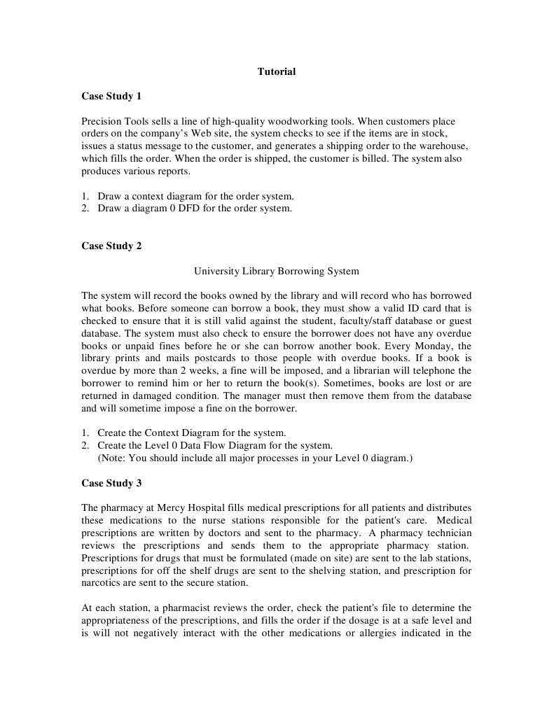Tutorial: Case Studies on Order, Library, and Pharmacy Systems | PDF ...