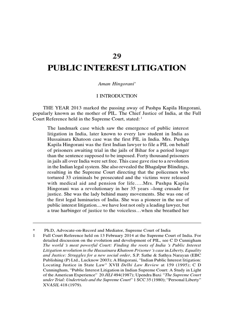 29 Public Interest Litigation | PDF | Supreme Court Of India | Supreme ...