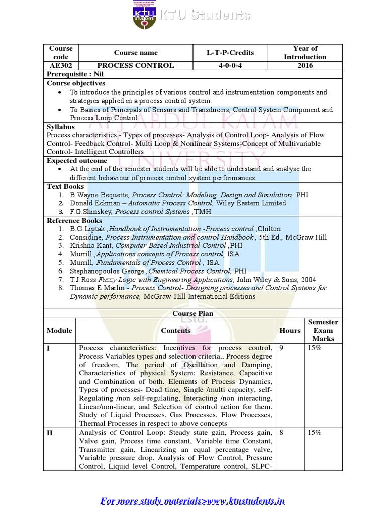 AE302 Process Control | Download Free PDF | Process Control | Control Theory