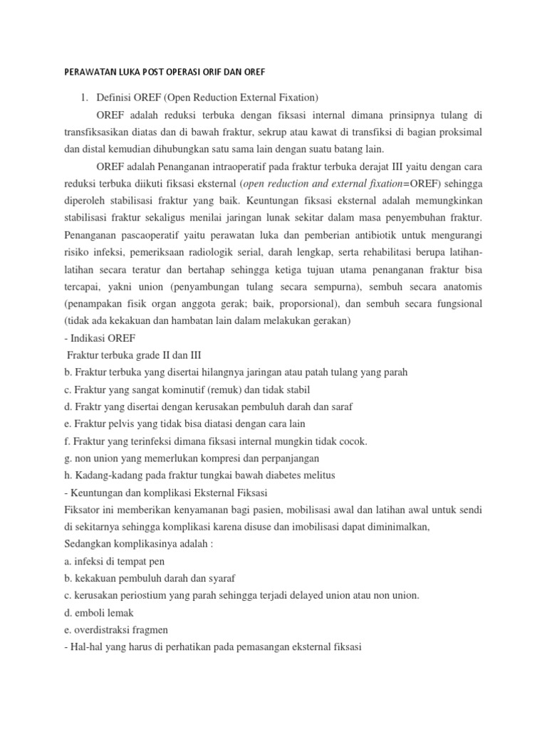 Perawatan Luka Post Operasi Orif Dan Oref | PDF