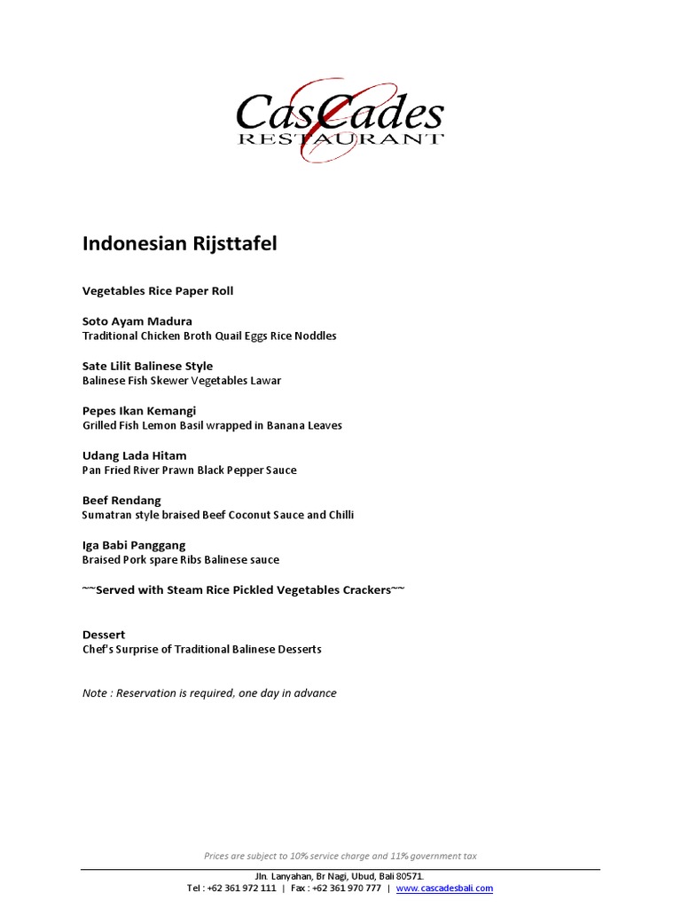 Cascades Restaurant Menus PDF | PDF | Salad | Champagne