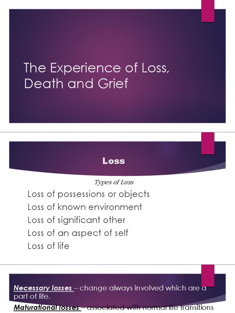 The Experience of Loss, Death and Grief | PDF | Grief | Palliative Care
