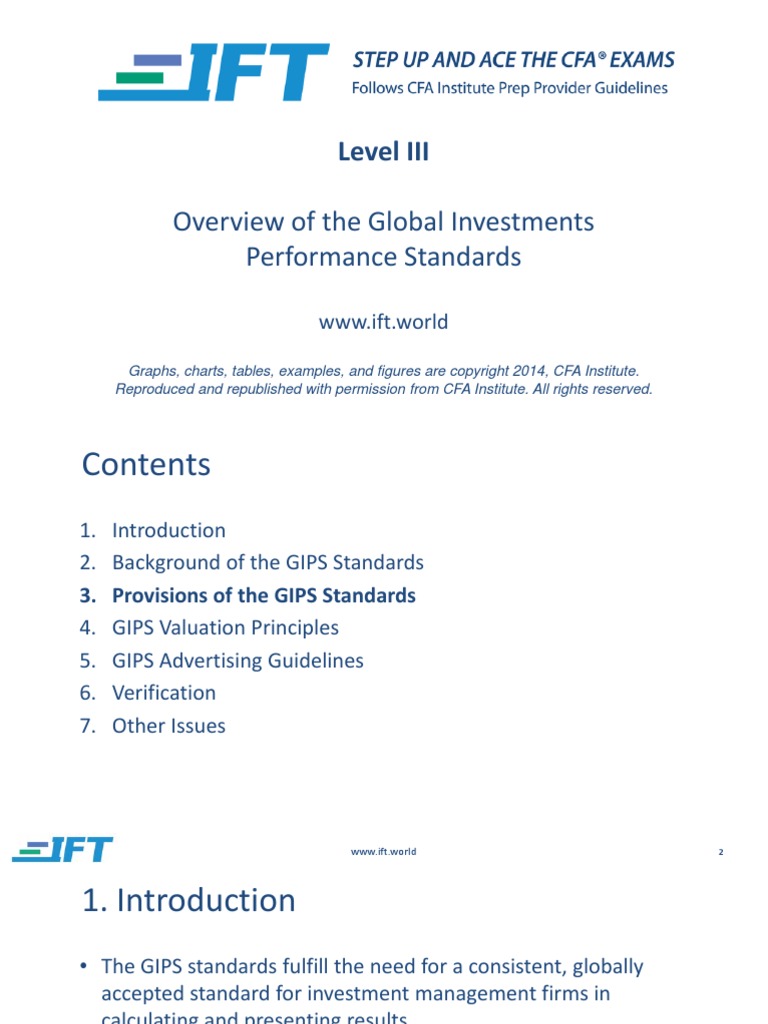 Level III: Overview of The Global Investments Performance Standards ...