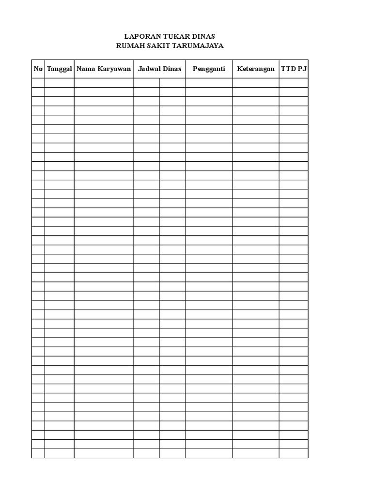 Form Tukar Dinas | PDF