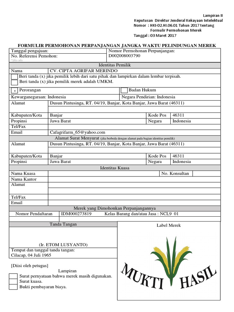 Formulir Permohonan Perpanjangan | PDF