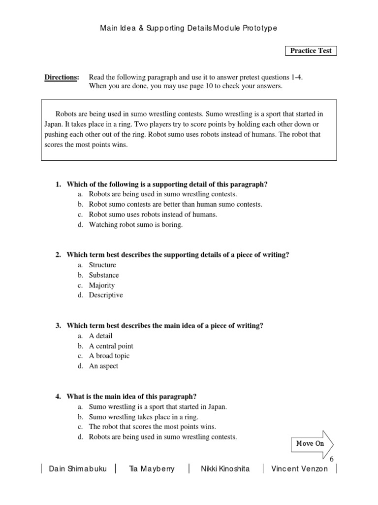 Main Idea Module Prototype | PDF | Cognition | Learning