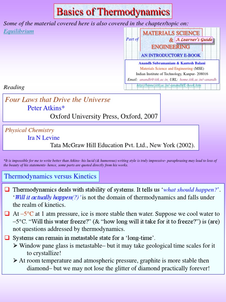 Basics of Thermodynamics: Four Laws That Drive The Universe | PDF ...