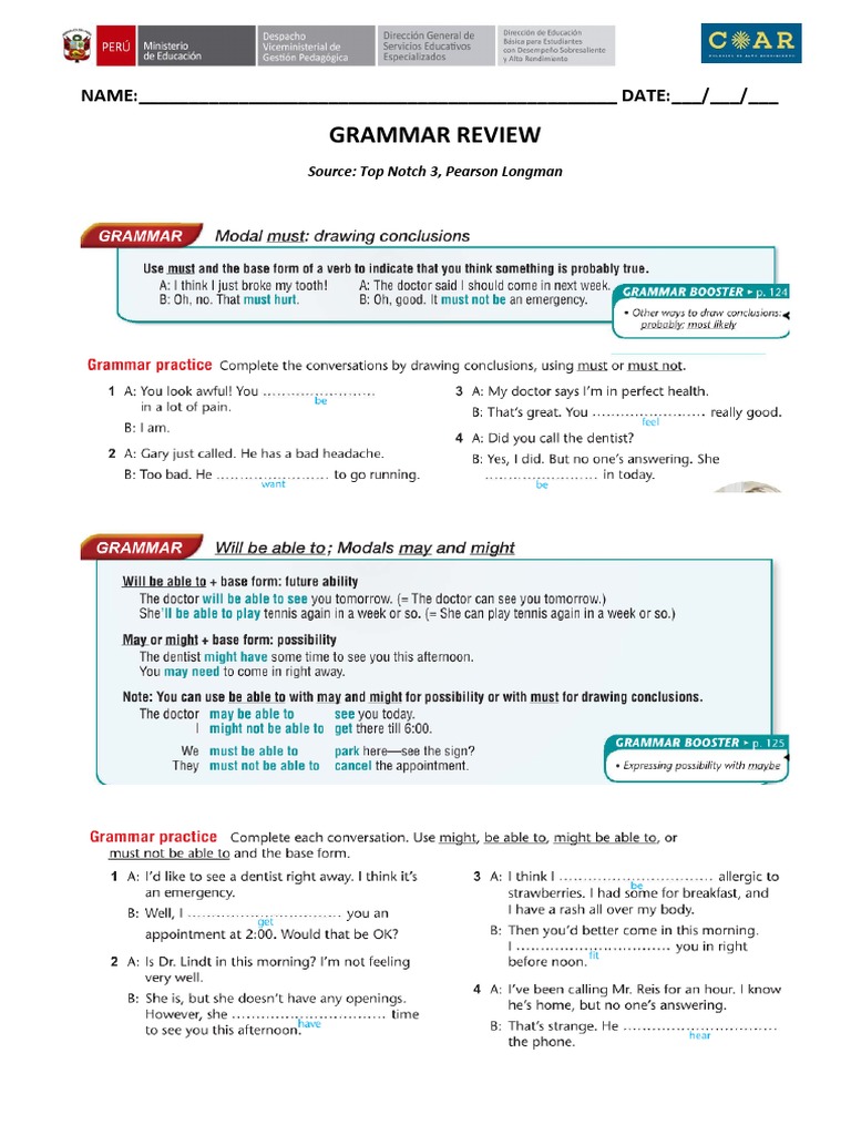 GRAMMAR Worksheet | PDF