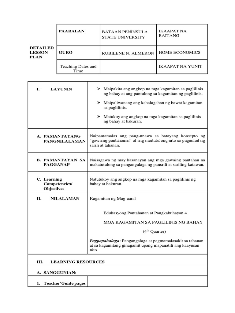 Detailed Lesson Plan in Hele | PDF
