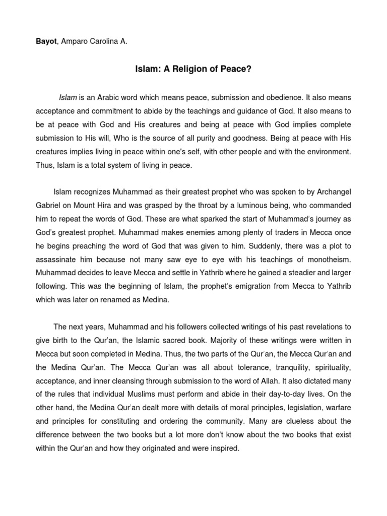 Islam: A Religion of Peace?: Islam Is An Arabic Word Which Means Peace ...
