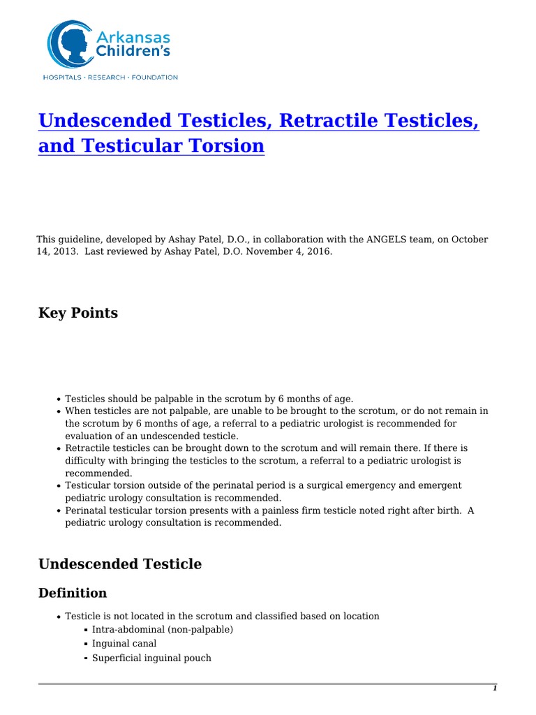 Undescended Testicles, Retractile Testicles, and Testicular Torsion ...